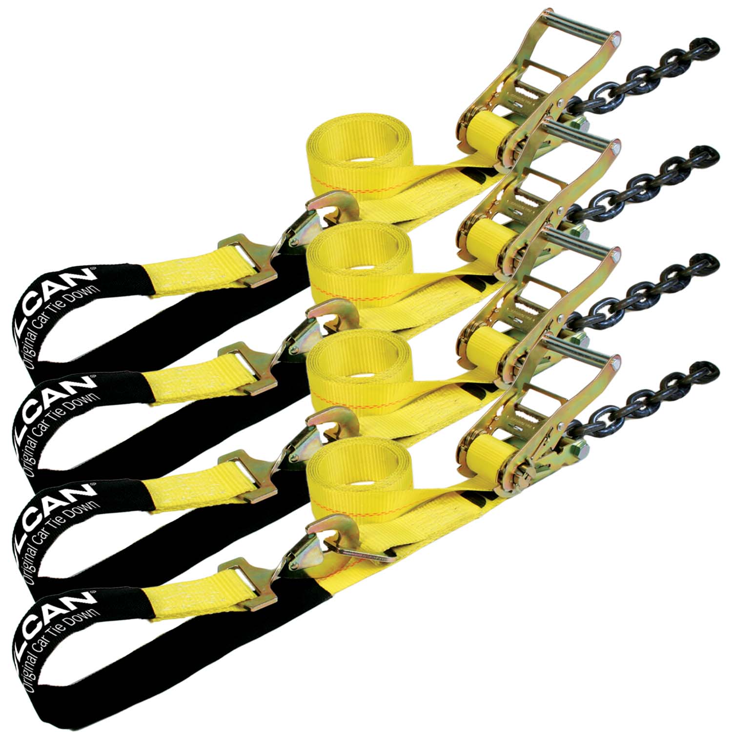 VULCAN Axle Tie Down Combo Strap - Chain Tail Ratchet - 2 x 114 Inch ...