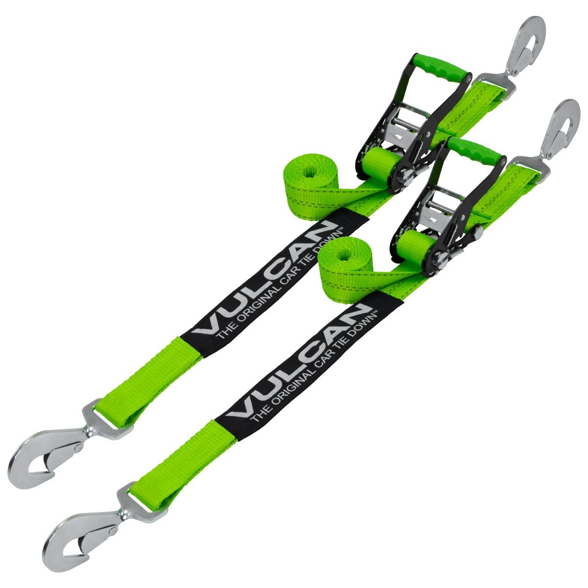 VULCAN Car Tie Down with Twisted Snap Hooks - 2 Inch x 96 Inch - 2 Pack ...