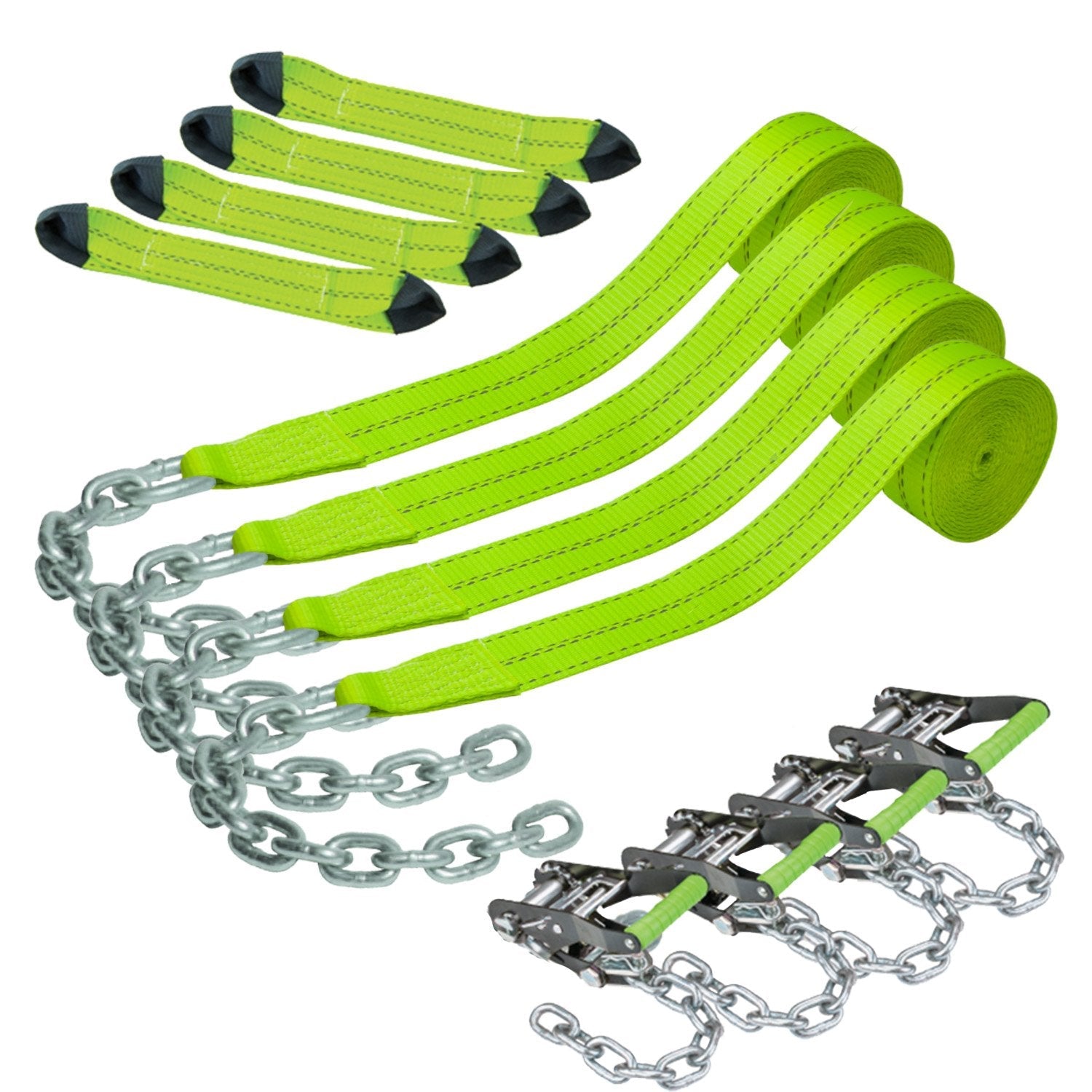 VULCAN 8-Point Vehicle Tie Down Kit with Chain Tails on Both Ends - Set ...